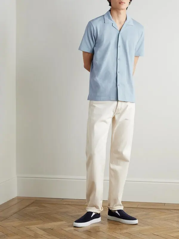 Sunspel Slim-fit Camp-collar Supima Cotton-mesh Shirt