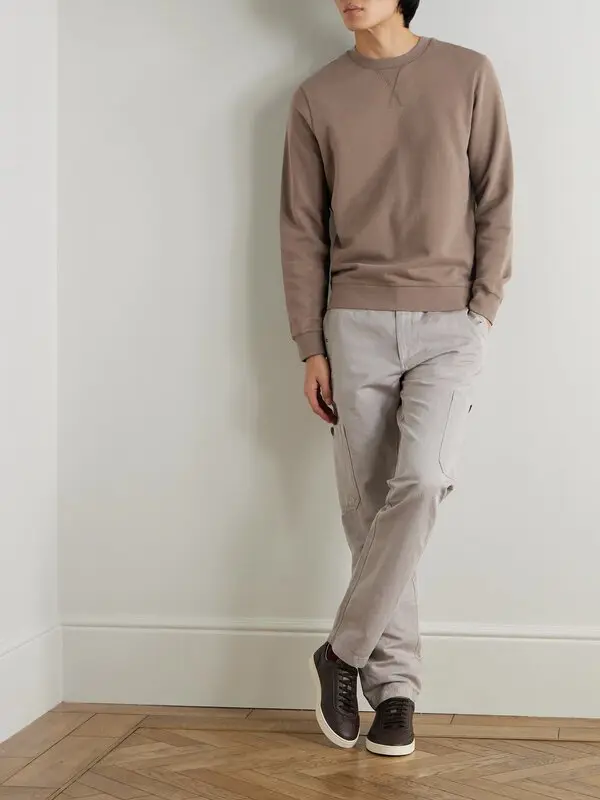 Sunspel Cotton-jersey Sweatshirt - Brown