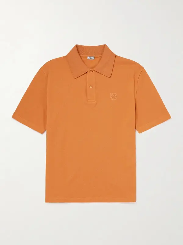 Loewe Slim-fit Logo-embroidered Cotton-piqué Polo Shirt - Orange