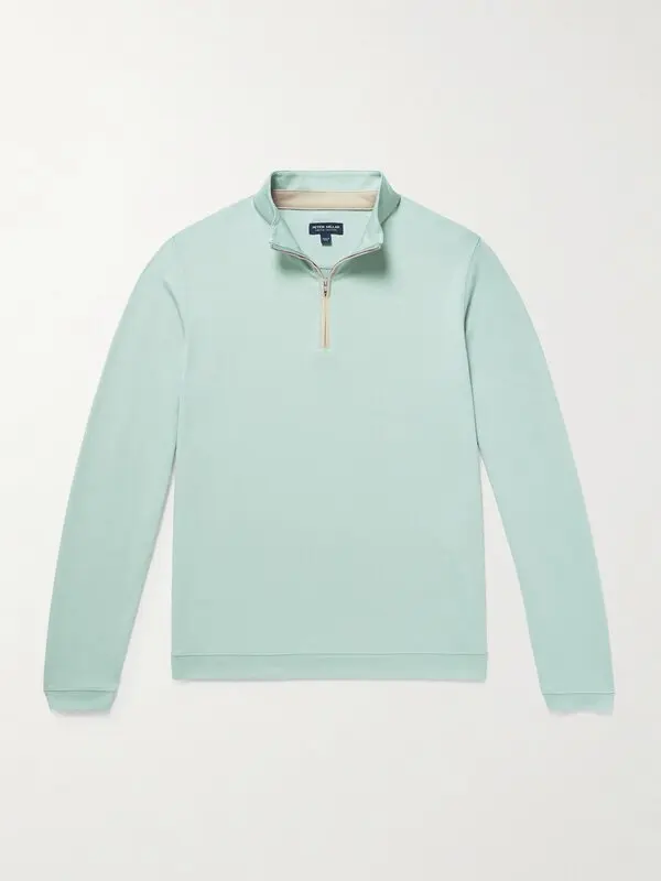 Peter Millar Albatross Piqué Half-zip Sweater - Green