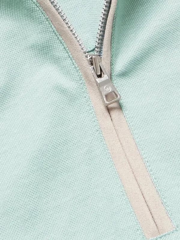 Peter Millar Albatross Piqué Half-zip Sweater - Green