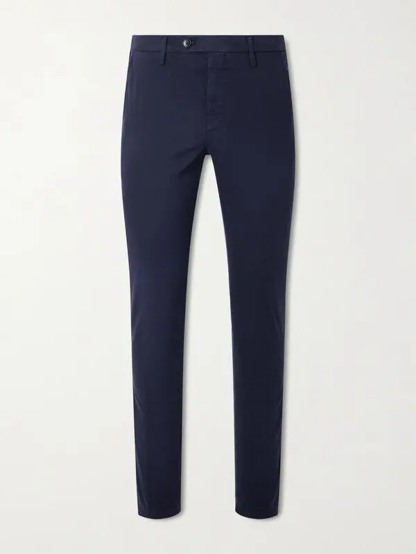 Canali Slim-fit Tapered Cotton-blend Twill Chinos - Blue