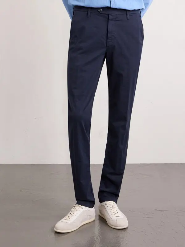 Canali Slim-fit Tapered Cotton-blend Twill Chinos - Blue