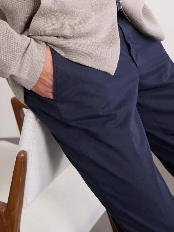 Canali Slim-fit Tapered Cotton-blend Twill Chinos - Blue