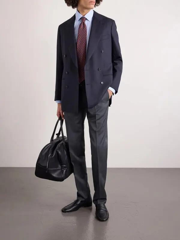Canali Ff Tapered Wool Suit Trousers - Gray