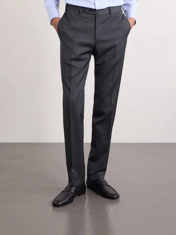 Canali Ff Tapered Wool Suit Trousers - Gray