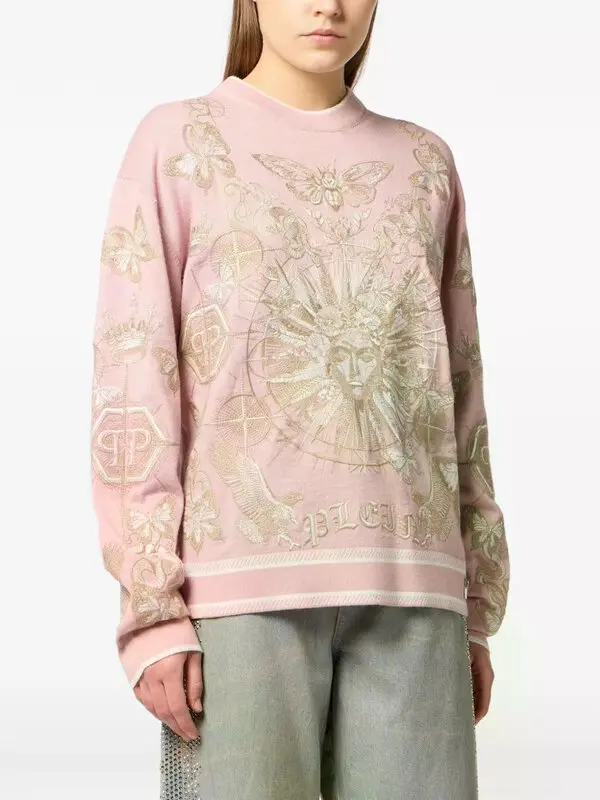 Philipp Plein Round-neck Butterfly-embroidered Sweater