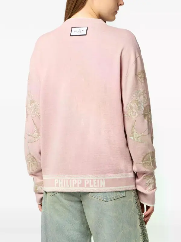 Philipp Plein Round-neck Butterfly-embroidered Sweater