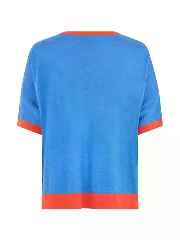 MOORER Contrast-trim T-shirt - Blue