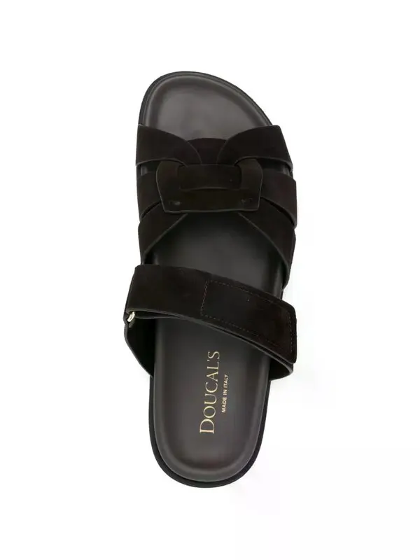 DOUCAL'S Woven Suede Flat Sandals - Brown