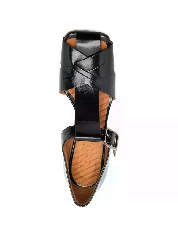 Chie Mihara Sempai Woven T-strap Pumps