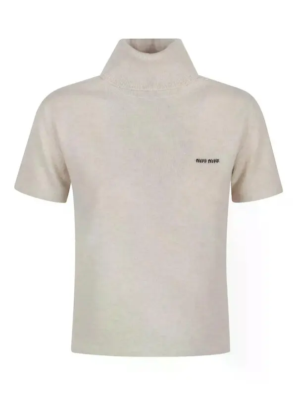 Miu Miu Cashmere Short Sleeve Turtleneck Sweater