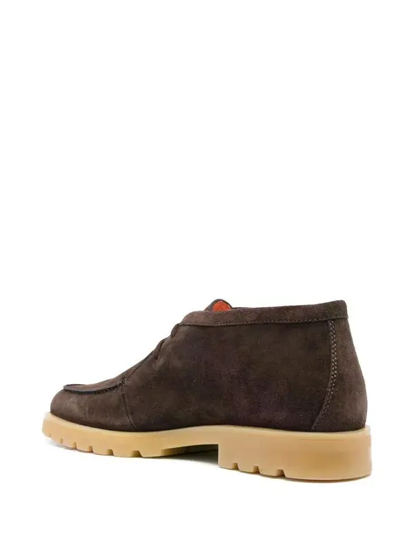 Santoni Suede Lace-up Desert Boots - Brown