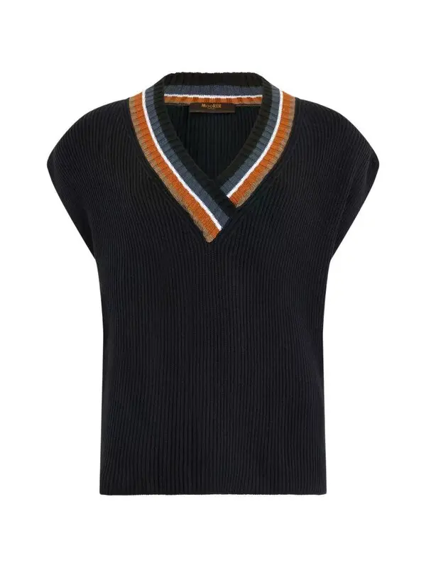 MOORER V-neck Ribbed Vest