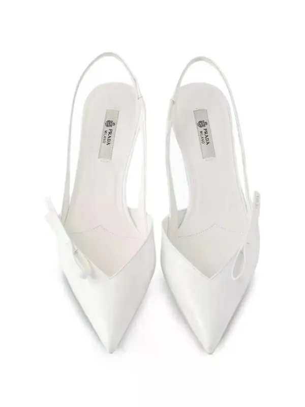 Prada Patent Leather Slingback Pumps With Bow Detailing
