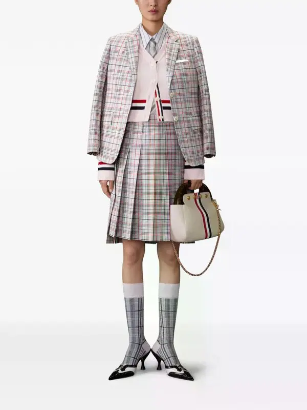 Thom Browne Plaid Pleated Wool Skirt