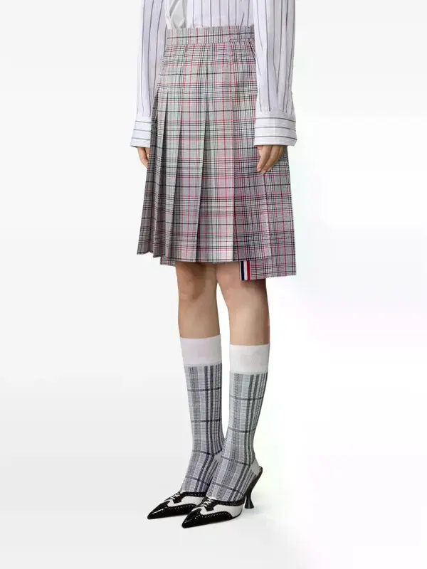 Thom Browne Plaid Pleated Wool Skirt