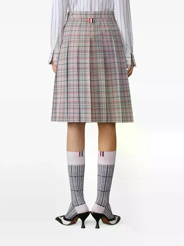 Thom Browne Plaid Pleated Wool Skirt