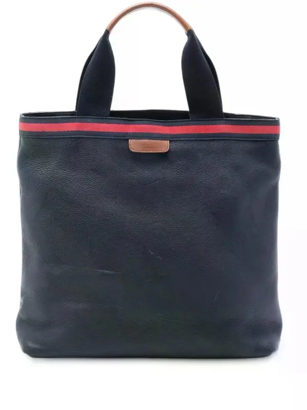 Gucci Leather Web Tote Bag