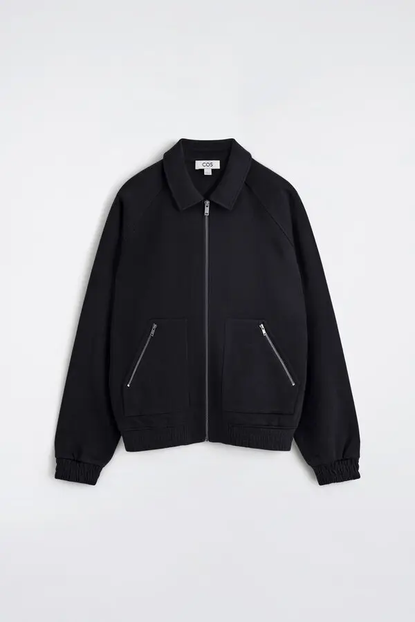 Cos Cotton-jersey Bomber Jacket - Navy
