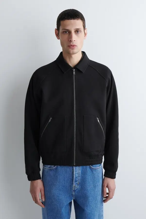 Cos Cotton-jersey Bomber Jacket - Navy