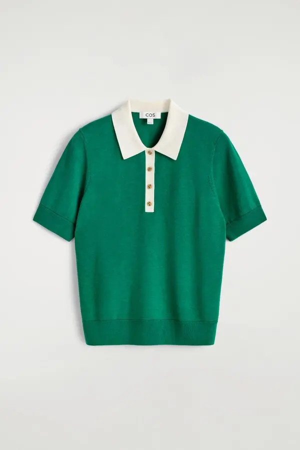 Cos Shrunken Wool-blend Polo Shirt - Green