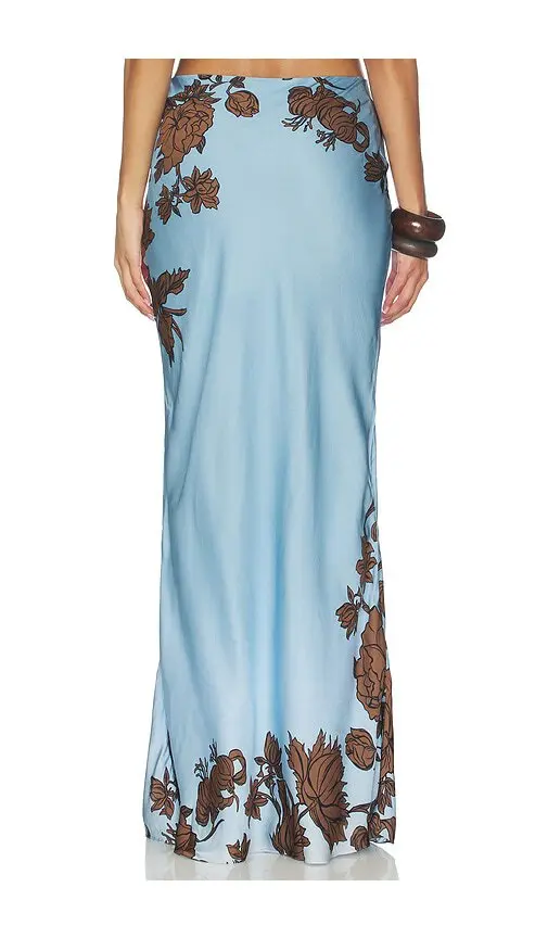 Rococo Sand Floral Print Maxi Skirt - Blue