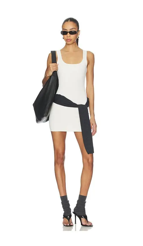 ENTIRE STUDIOS Square Neck Knit Mini Dress - Ivory