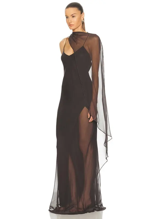 THE SEI Cape Cami Slit Gown - Carbon