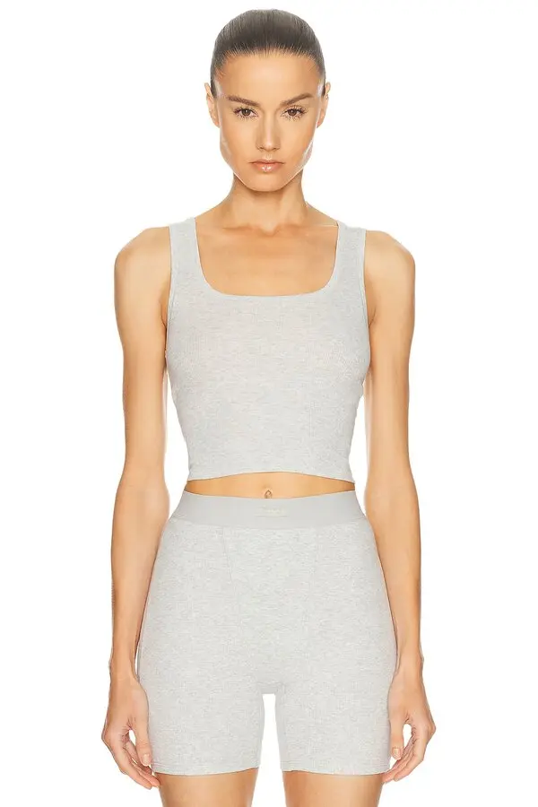 SKIMS Cotton Rib Tank Top - Light Heather Grey