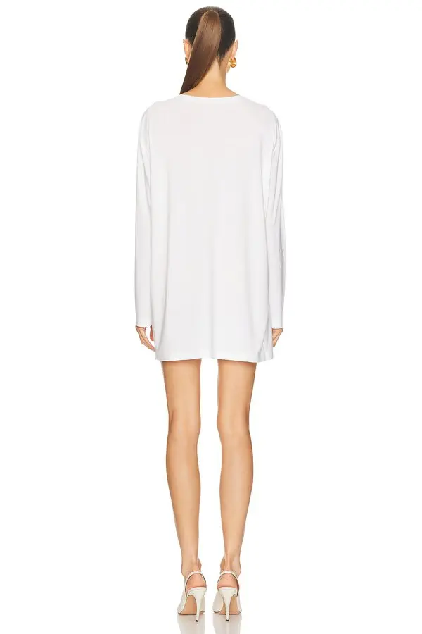 Norma Kamali Oversized Long Sleeve Mini Shirt Dress - Snow White