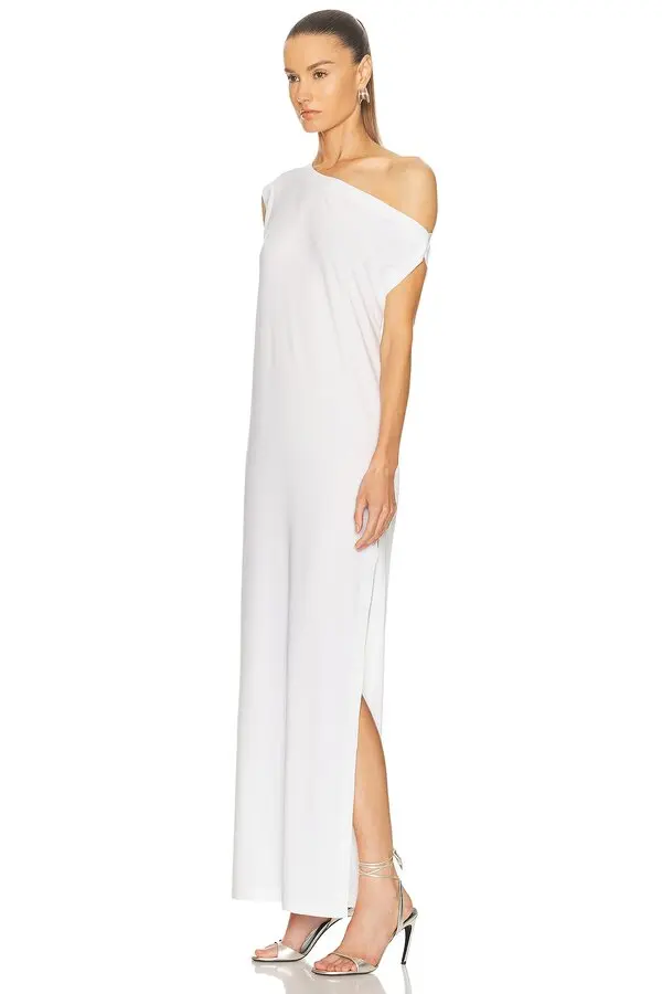 Norma Kamali Drop Shoulder Side Slit Long Dress