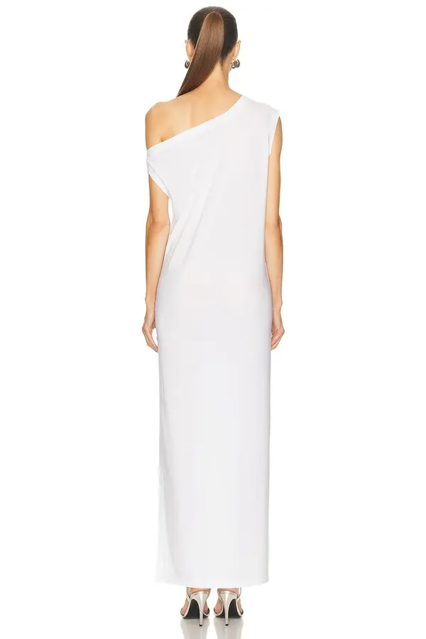 Norma Kamali Drop Shoulder Side Slit Long Dress
