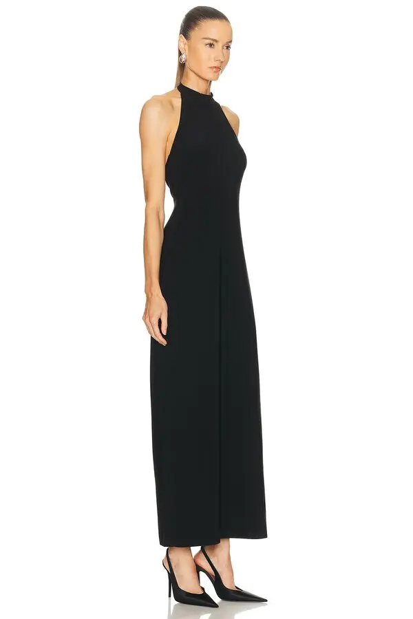 Norma Kamali Halter Side Slit Long Dress