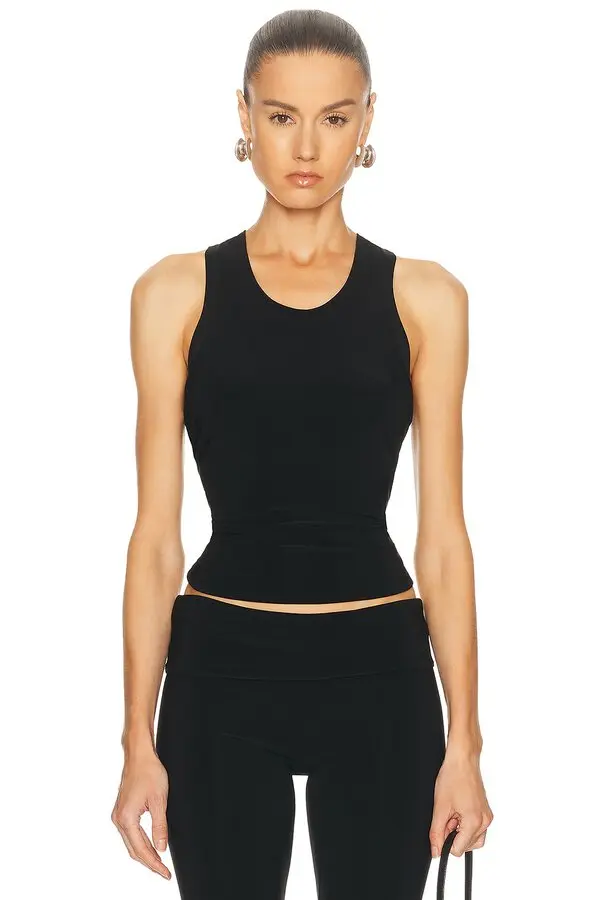 Norma Kamali X Lifestyle Racerback Tank Top - Black