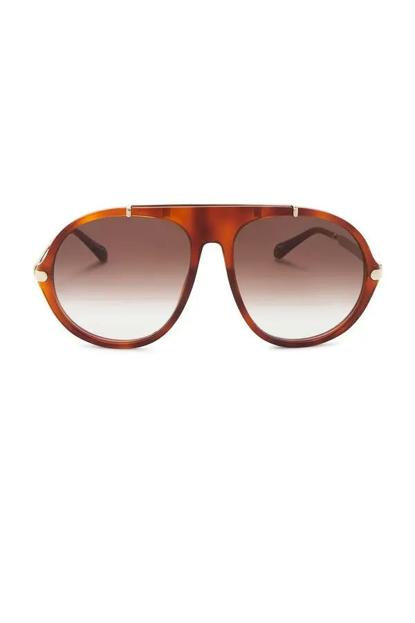 Chloé Aly Round Sunglasses - Havana & Brown