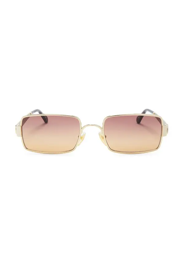 Chloé Holly Rectangle Sunglasses - Gold & Brown