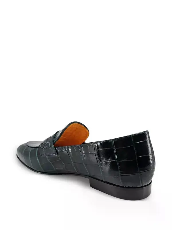 MADISON MAISON Croc-effect Moc Loafers - Green