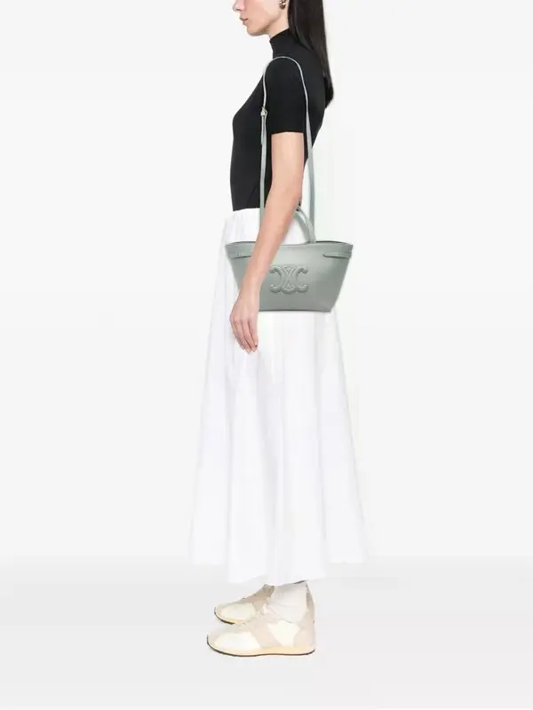 Celine 2024 Mini Grained Calfskin Cuir Triomphe Cabas Anais Tote - Grey