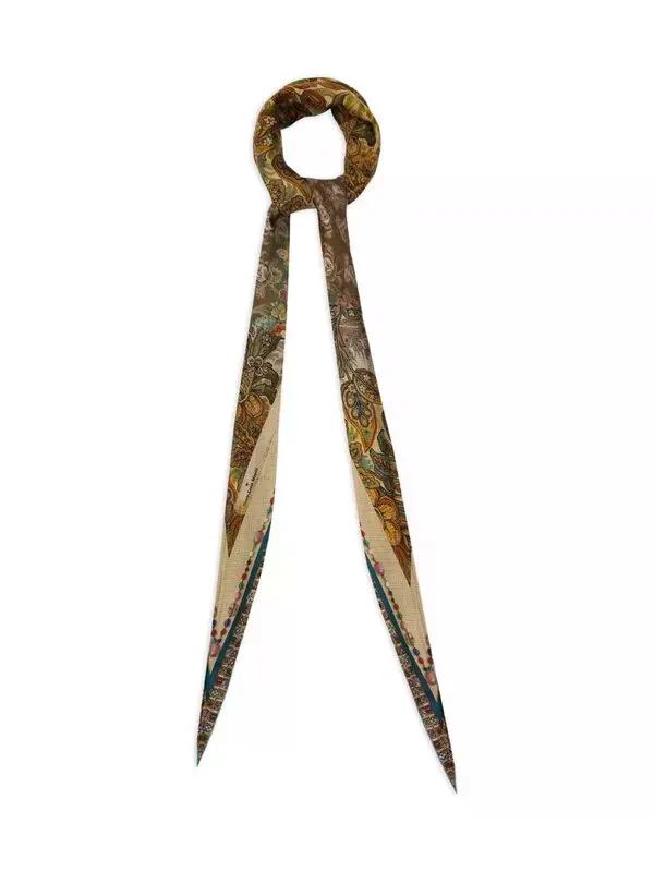 PIERRE-LOUIS MASCIA Aloeuw Floral Paisley Silk Scarf - Neutrals