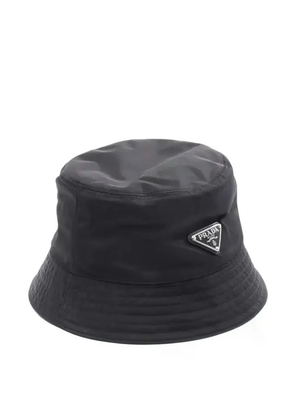 Prada 2010s Triangle Logo Bucket Hat - Black