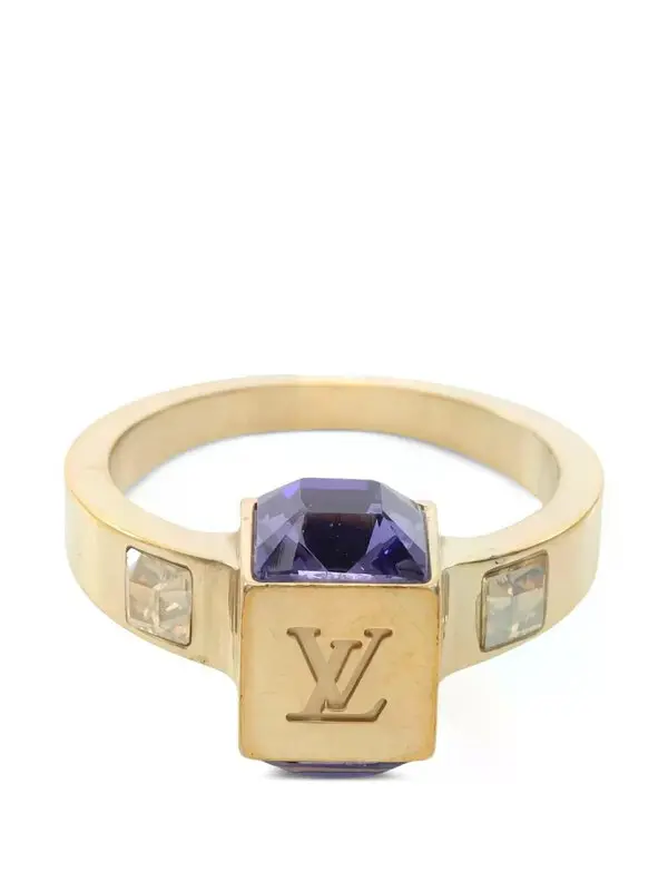 LOUIS VUITTON 2011 Gamble Crystal Ring - Gold