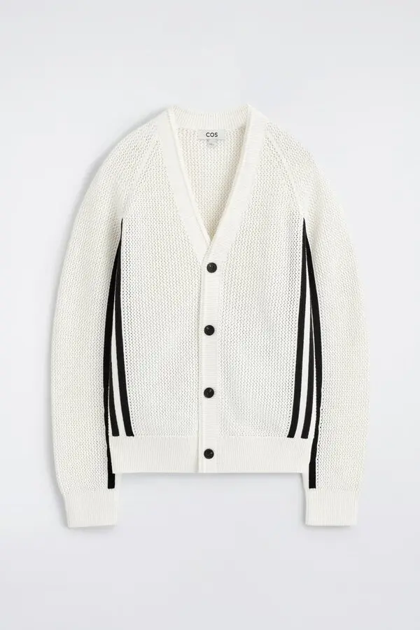 Cos Striped Open-knit Cotton Cardigan