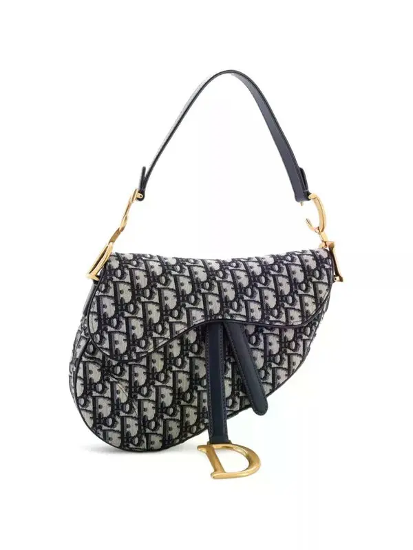 Dior Saddle Oblique Canvas Handbag - Blue
