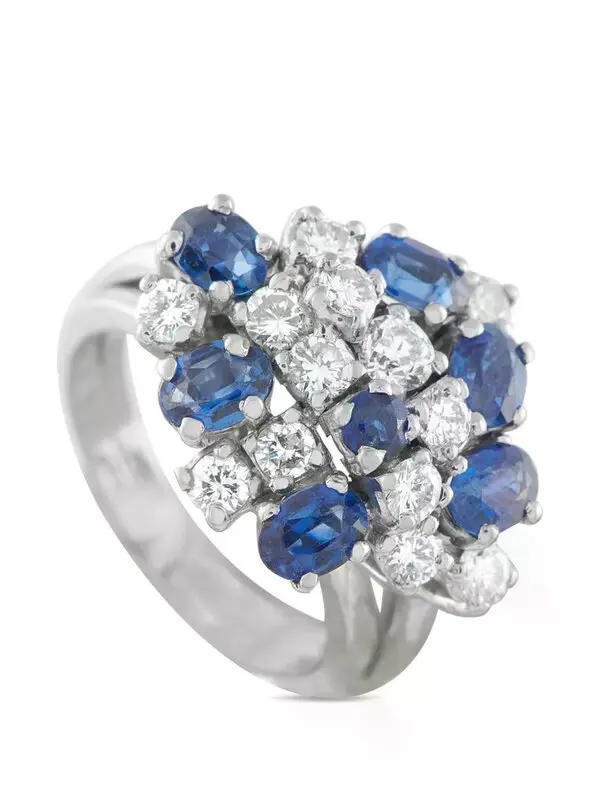 LB EXCLUSIVE 18k White Gold Diamond And Sapphire Ring - Silver