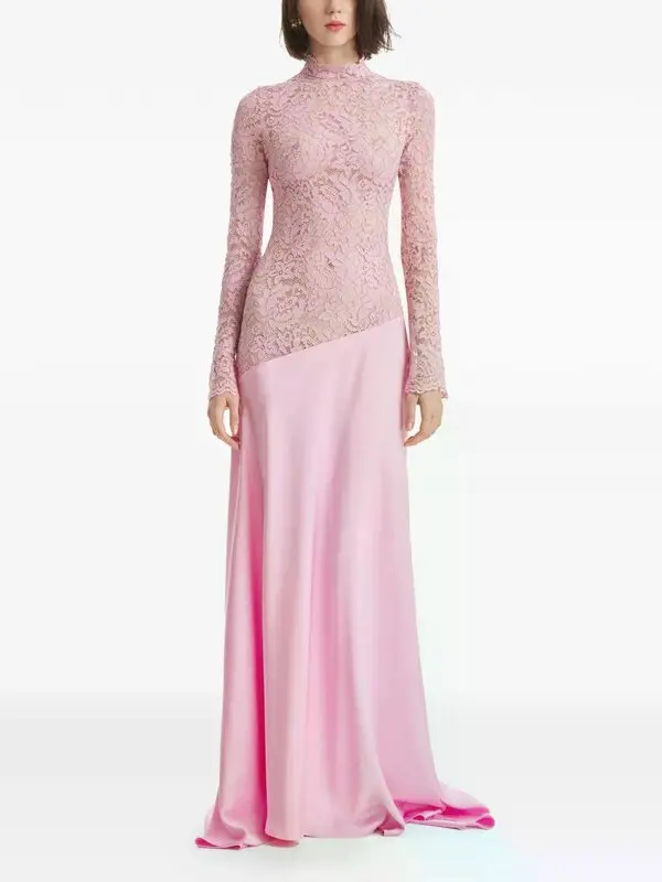 2310 STUDIO Lace Long-sleeve Maxi Dress - Pink