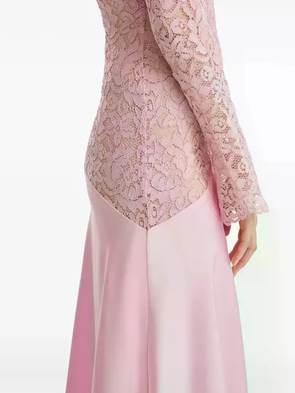 2310 STUDIO Lace Long-sleeve Maxi Dress - Pink