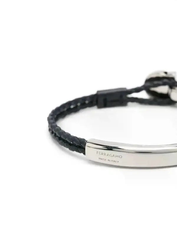 FERRAGAMO Braided Leather Bracelet