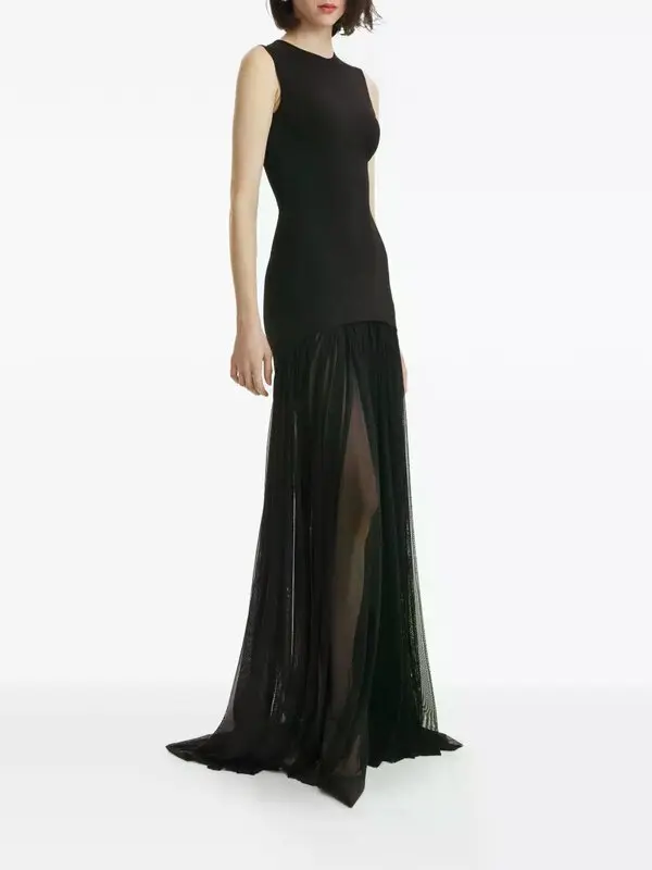 2310 STUDIO Tulle-panel Maxi Dress