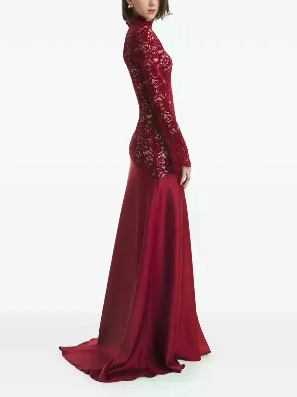 2310 STUDIO Lace Long-sleeve Maxi Dress - Red